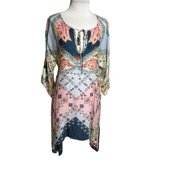 Johnny Was | Tops | Johnny Was Kaftan Tunic Top Mixed Print Tie Back ...
